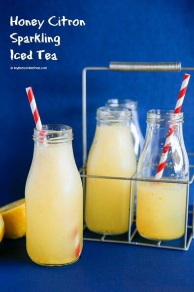Honey Citron Sparkling Iced Tea - My Korean Kitchen